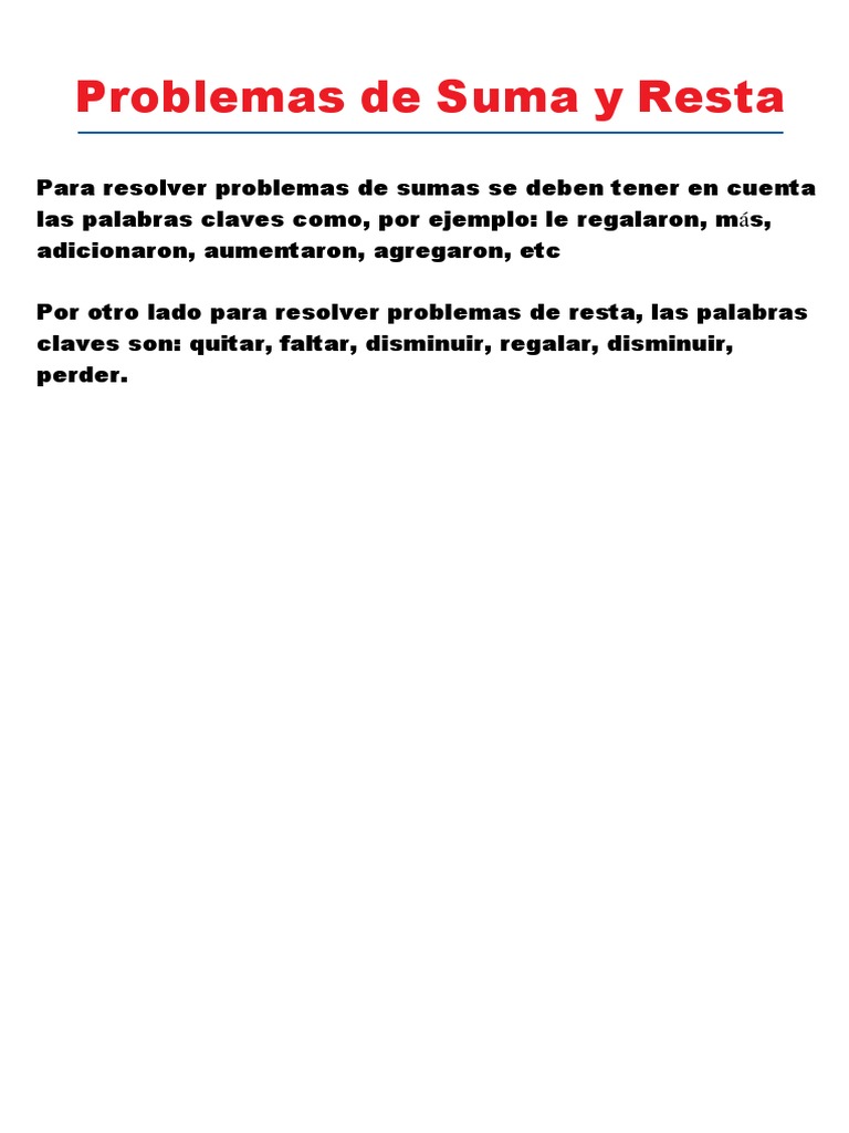 Problemas de Suma y Resta Segundo Grado | PDF | Sustracción