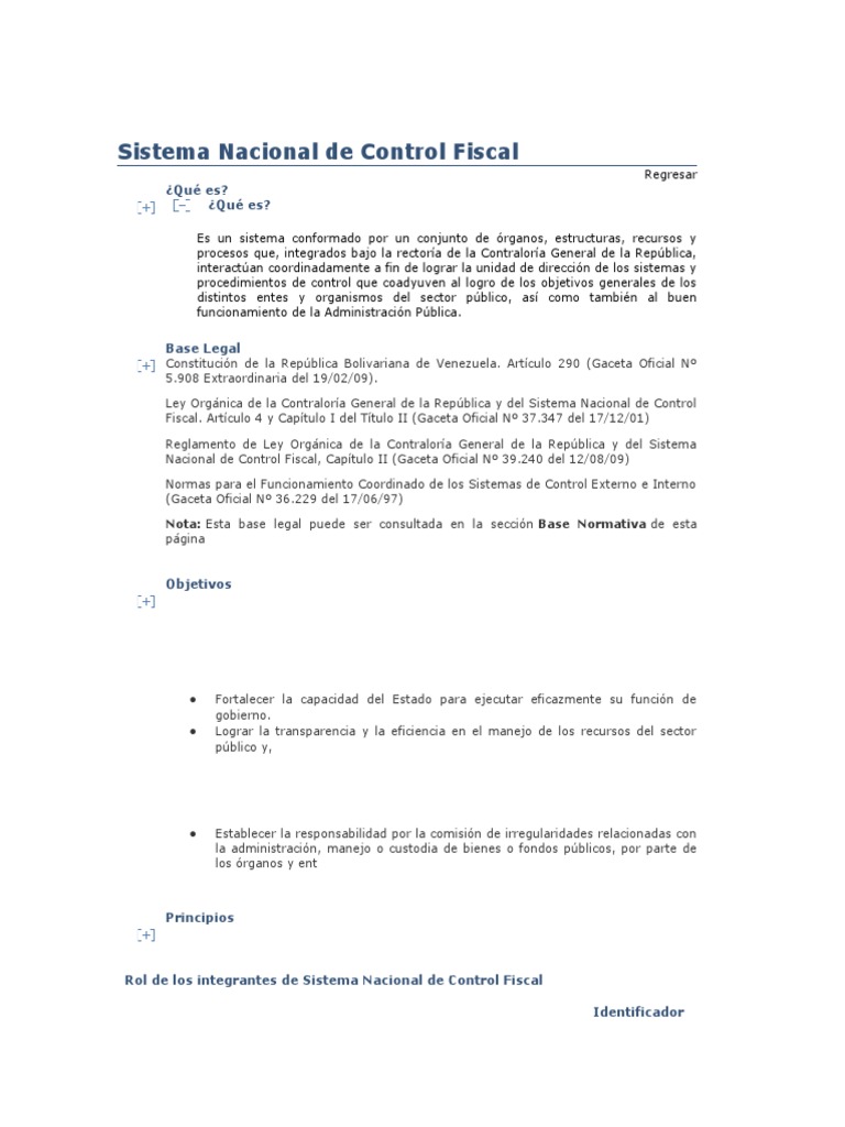 Sistema Nacional de Control Fiscal | PDF | Venezuela | Gobierno
