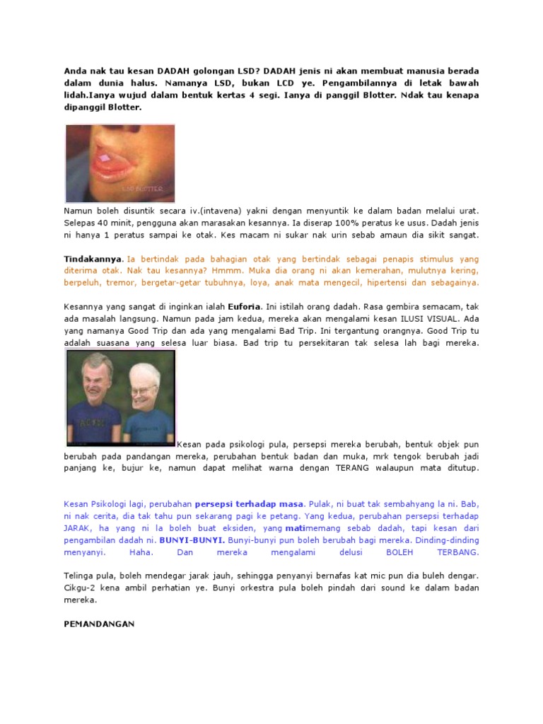 Anda Nak Tau Kesan DADAH Golongan LSD | PDF