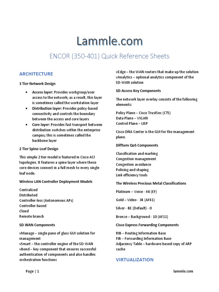 ENCOR Quick Reference | PDF