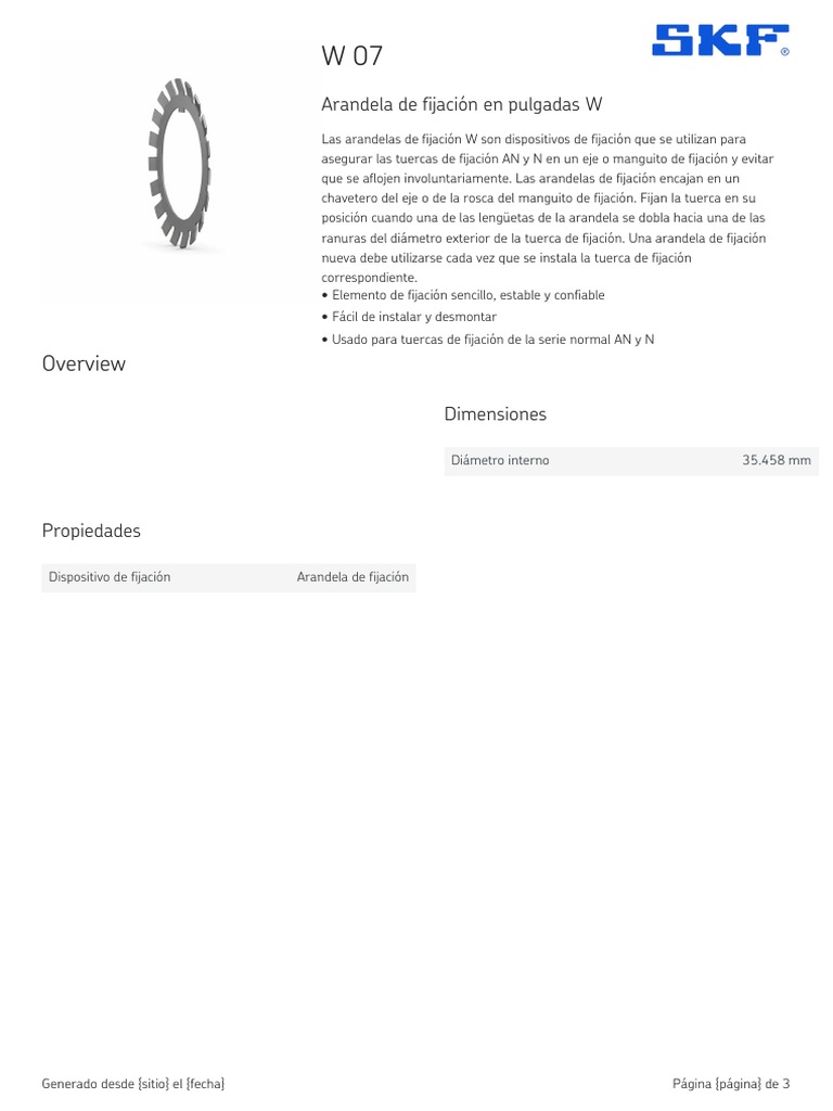 SKF W 07 Specification | Descargar gratis PDF | Red mundial | Internet y web