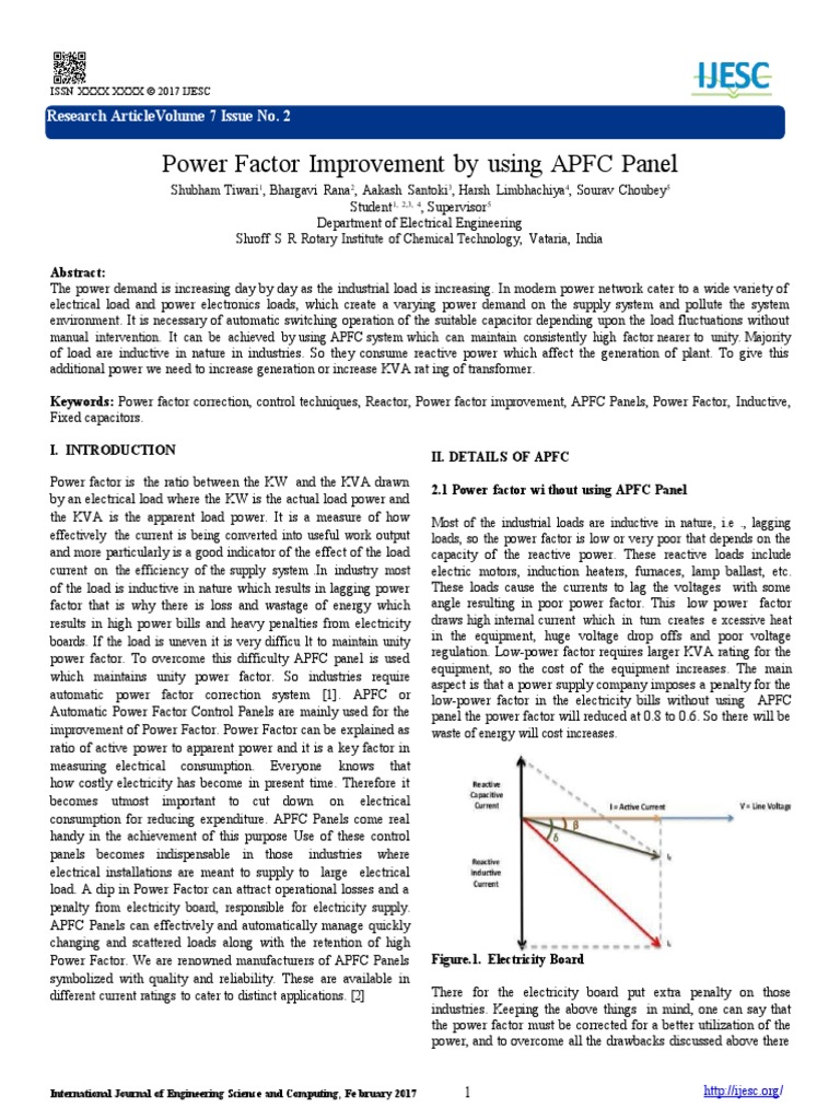 .Power Factor Improvement by Using APFC Panel | PDF | Metrology ...