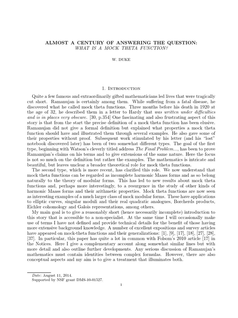 Mock Theta | PDF | Special Functions | Complex Analysis
