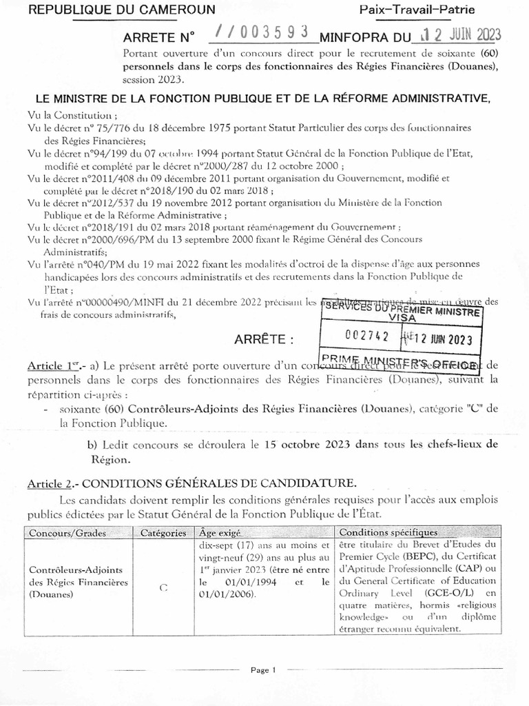 60 Douanes CARF Tresor | PDF | France | Gouvernement