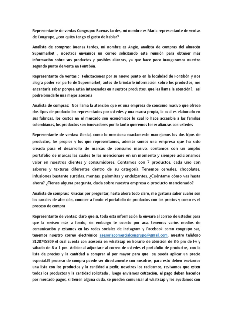 Dialogo Atencion Cliente | PDF | Los consumidores | Economias