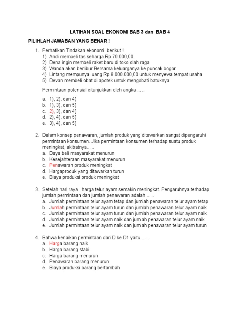 Latihan Soal Bab 3 Dan Bab 4 | PDF