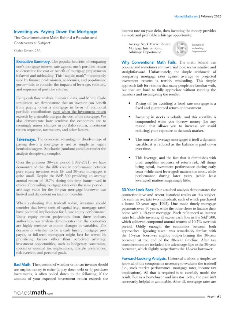 Mortgage Math | PDF | Mortgage Loan | Refinancing