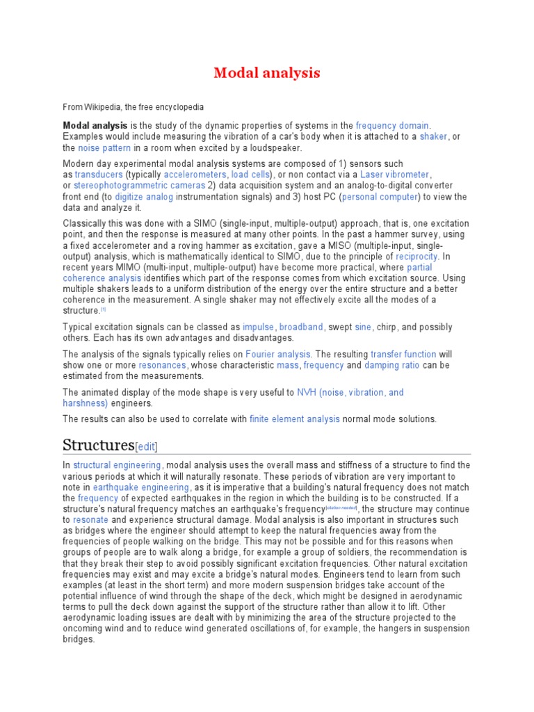 Modal Analysis | PDF | Applied And Interdisciplinary Physics | Mechanics