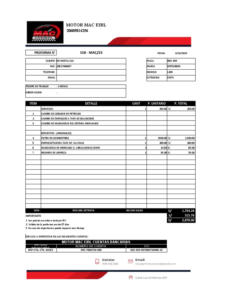 Formato de Proforma | PDF