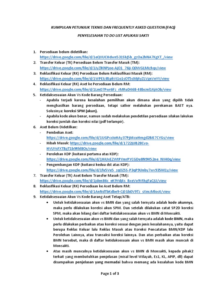 Kumpulan Juknis & Faq To Do List Sakti | PDF