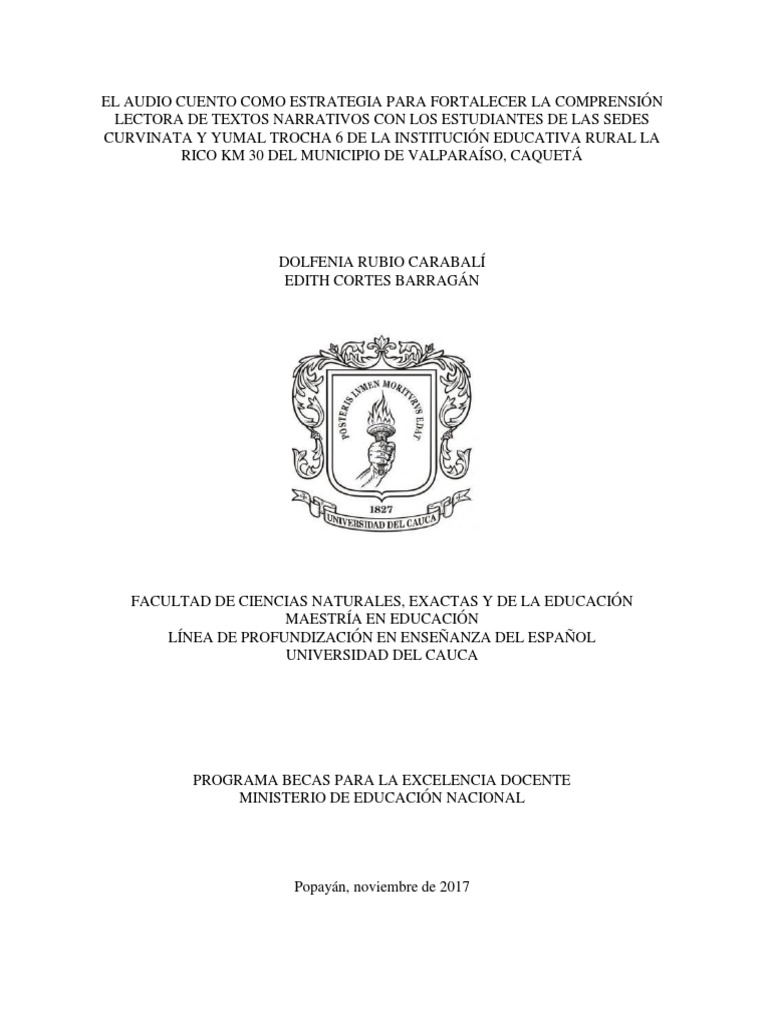El Audio Cuento Como Estrategia para Fortalecer La Comprensión Lectora ...