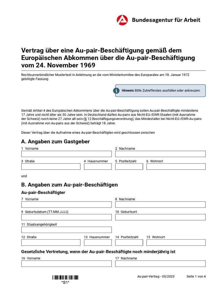 Aupair-Vertrag Ba013161 | PDF