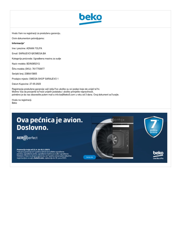 Beko5 Form Data Bih | PDF