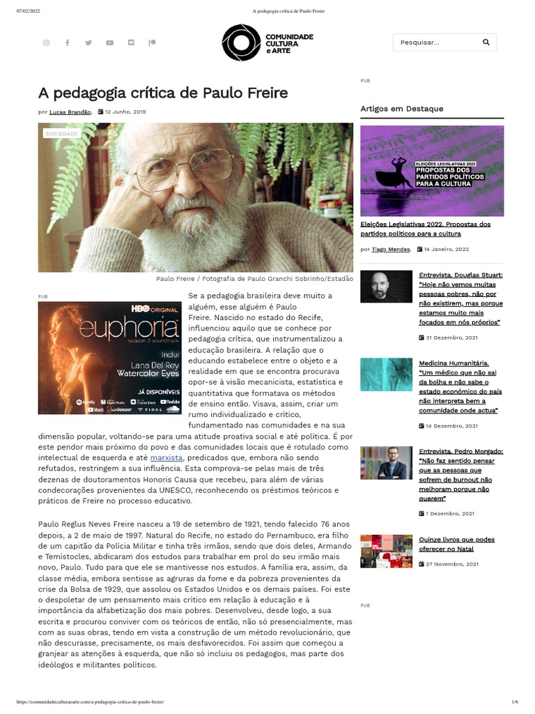 A Pedagogia Crítica de Paulo Freire | PDF