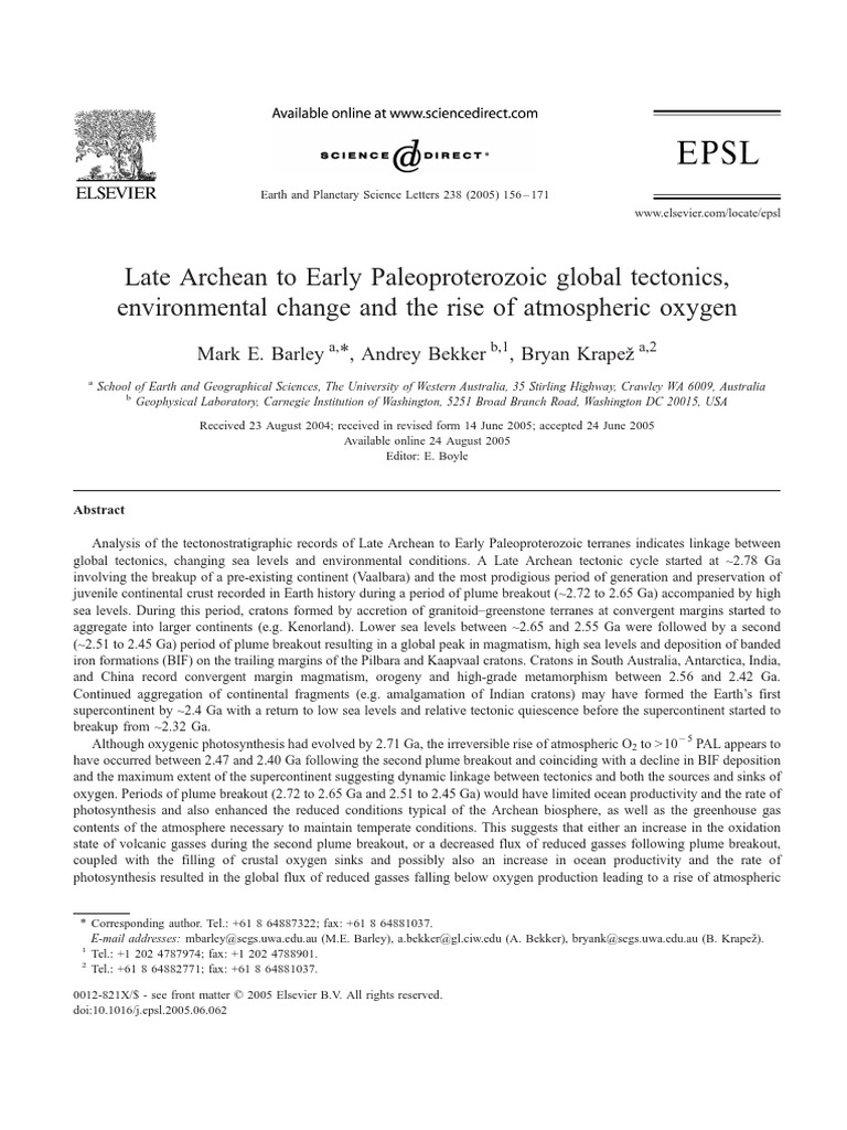 Late Archean To Early Paleoproterozoic G | PDF