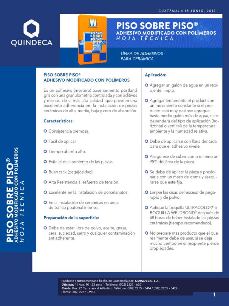 Piso Sobre Piso: Hoja Técnica | PDF