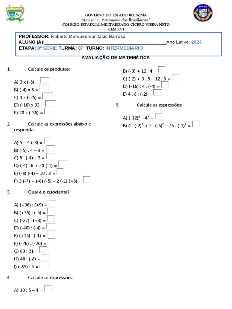 Atividade Oitavo 1 | PDF