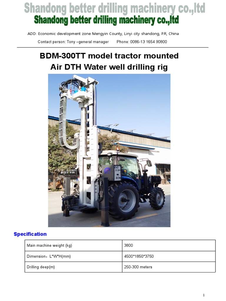 BDM-300TT Tractor Mounted Drilling Rig. | PDF