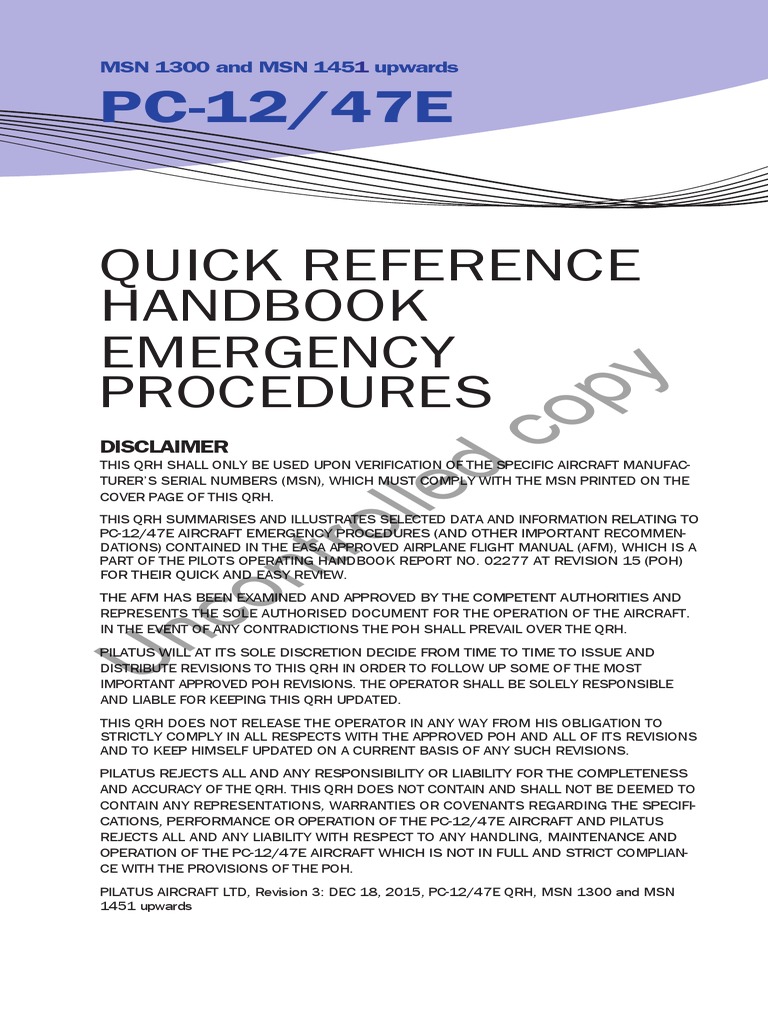 QRH PC12NG | PDF | Manufactured Goods | Vehicles