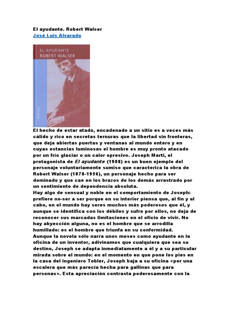 Robert Walser-El Ayudante | PDF | Franz Kafka