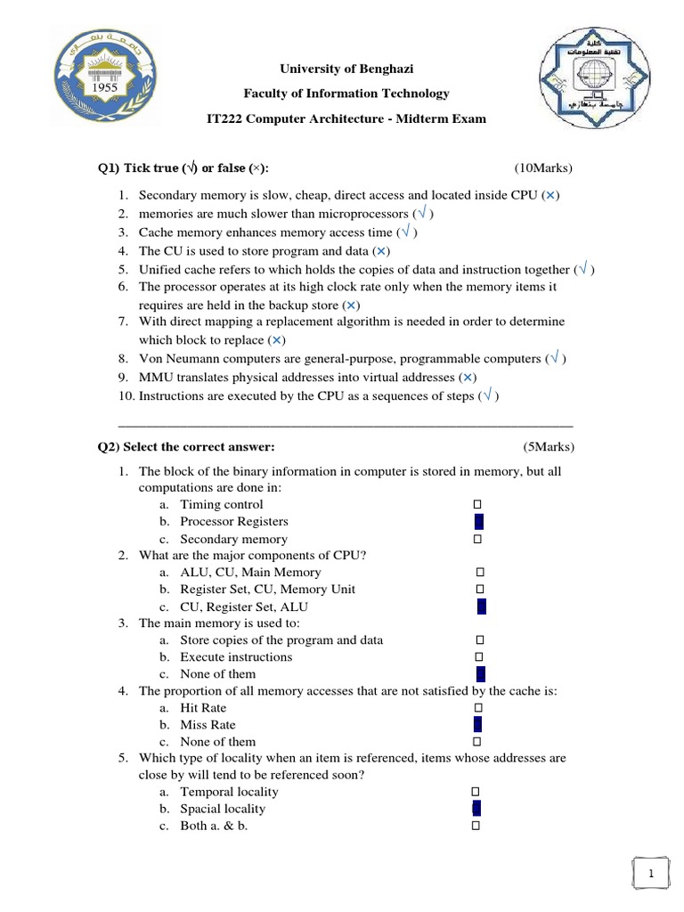 حل Midterm Exam- Group C | PDF | Central Processing Unit | Cpu Cache