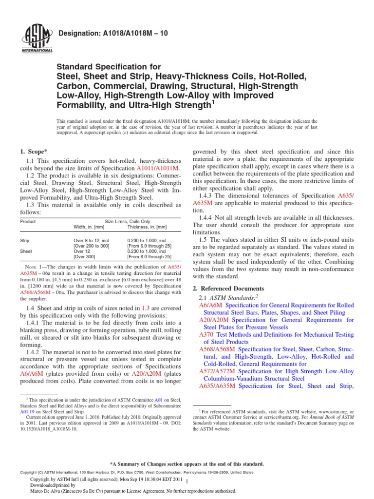 A1018 10 | PDF | Sheet Metal | Rolling (Metalworking)