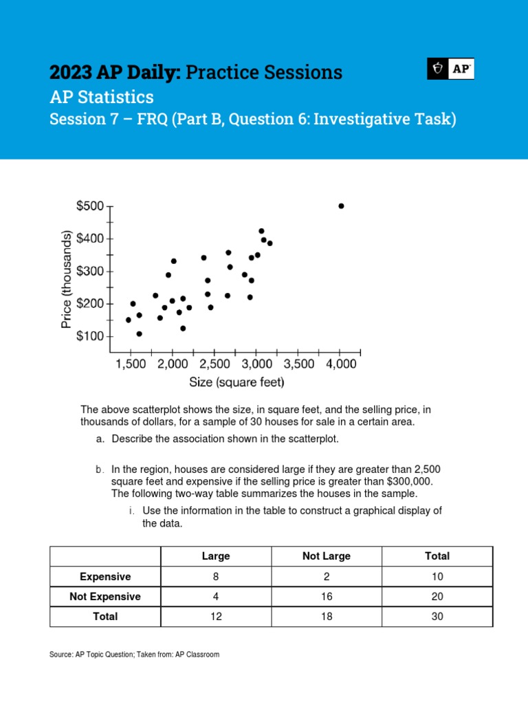 Session 7 Statistics 2023 AP Daily Practice Sessions | PDF | Statistics ...