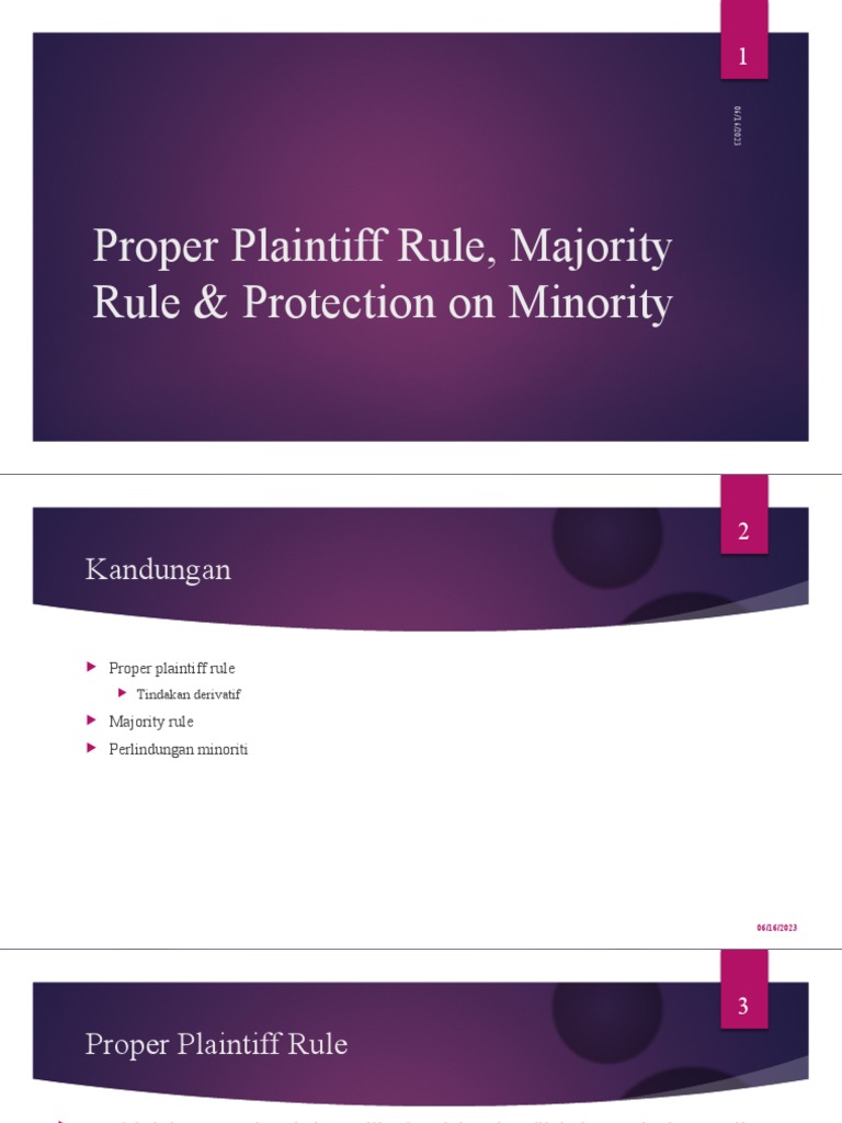 UK 3063 - Proper Plainitff, Mojority Rule Protection On Minority | PDF