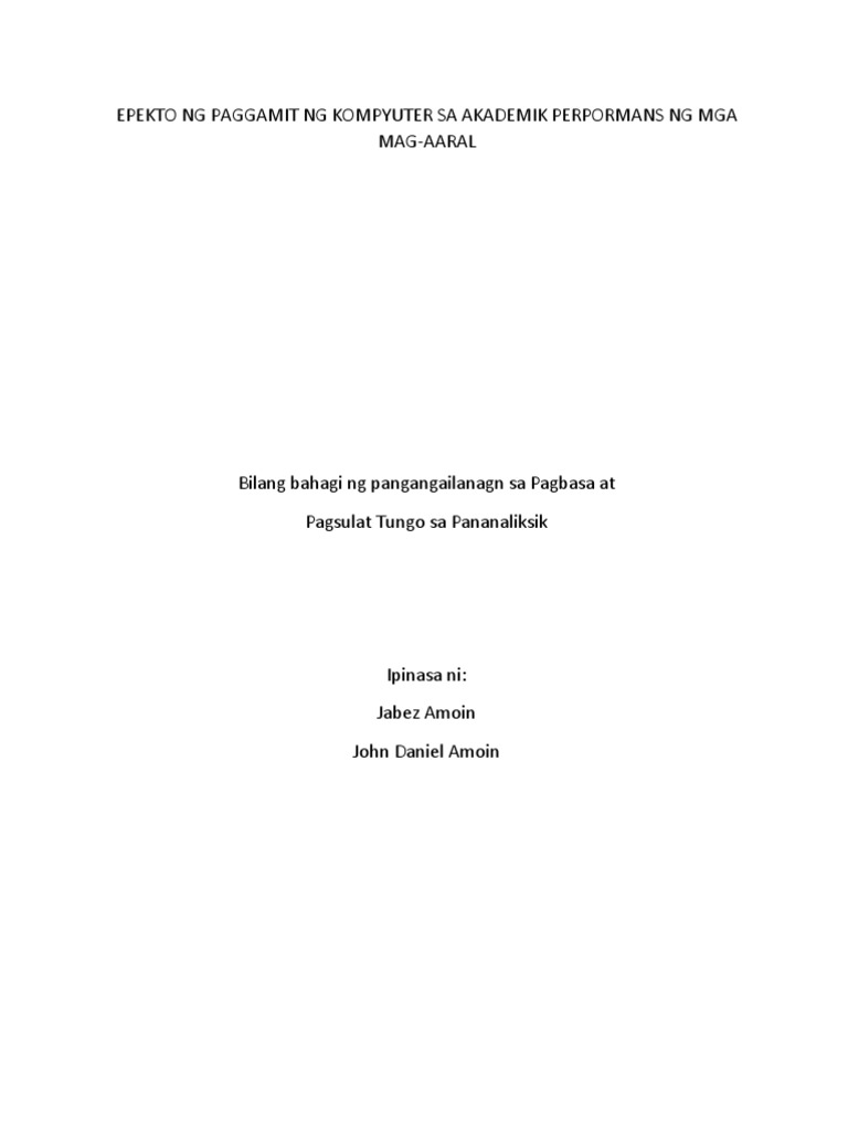 Epekto NG Paggamit NG Internet Sa Akadem-64702278-1 | PDF