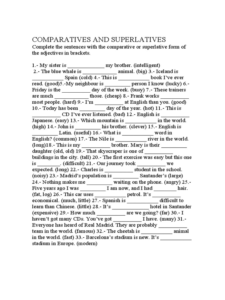 COMPARATIVES AND SUPERLATIVES-Review | PDF