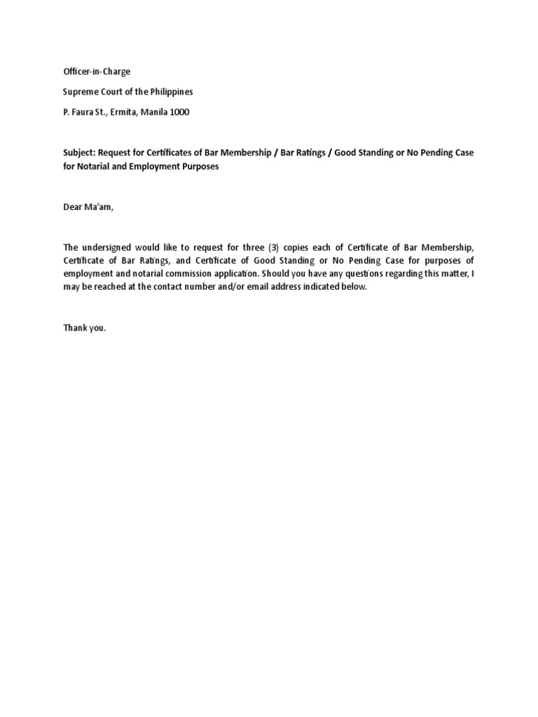 Sample Letter Request For Certificates From OBC | PDF