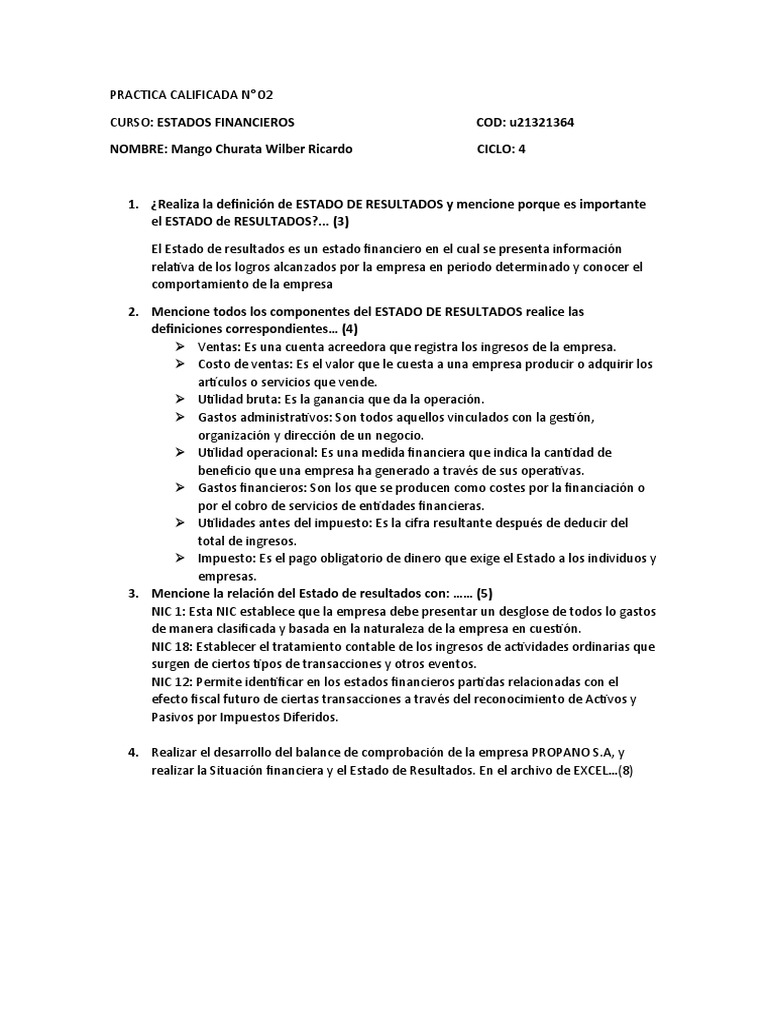 PRACTICA CALIFICADA 02 | PDF