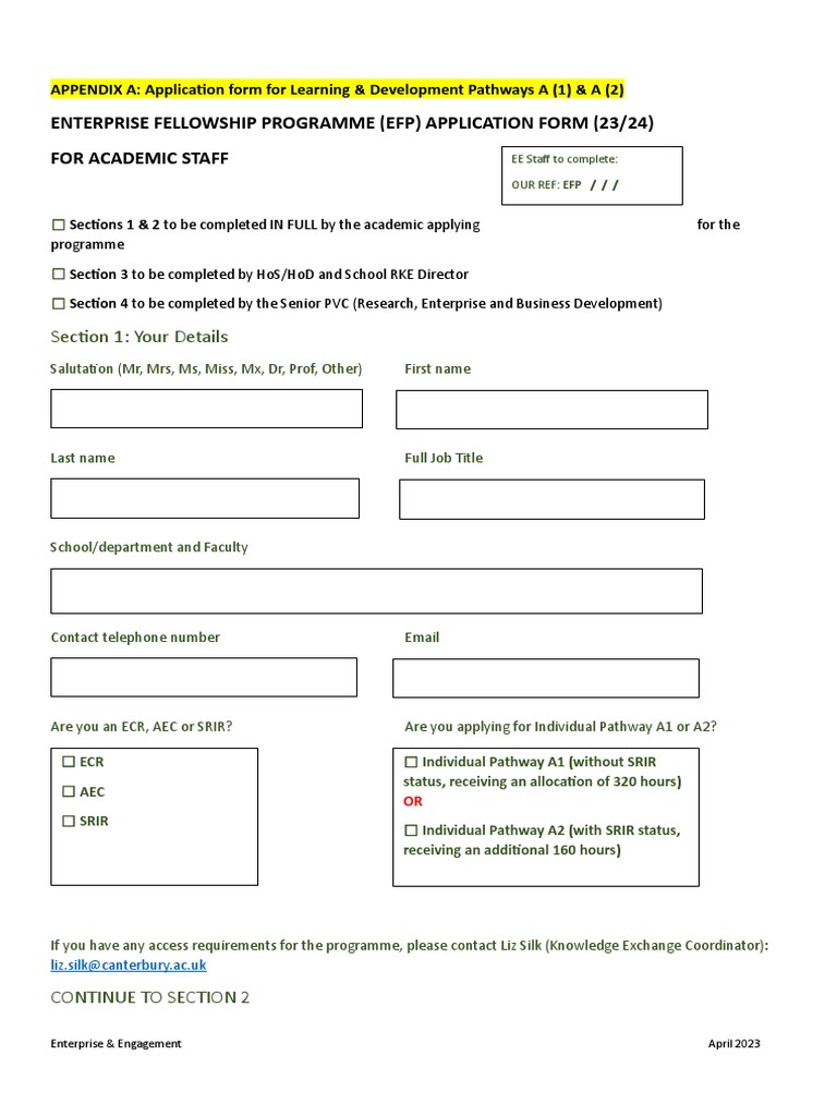 EFP application form (1) | PDF