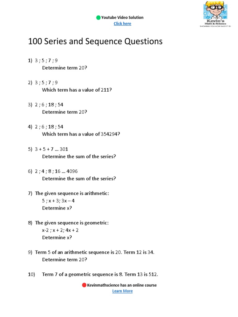 Sequence and Series Problem Set | PDF