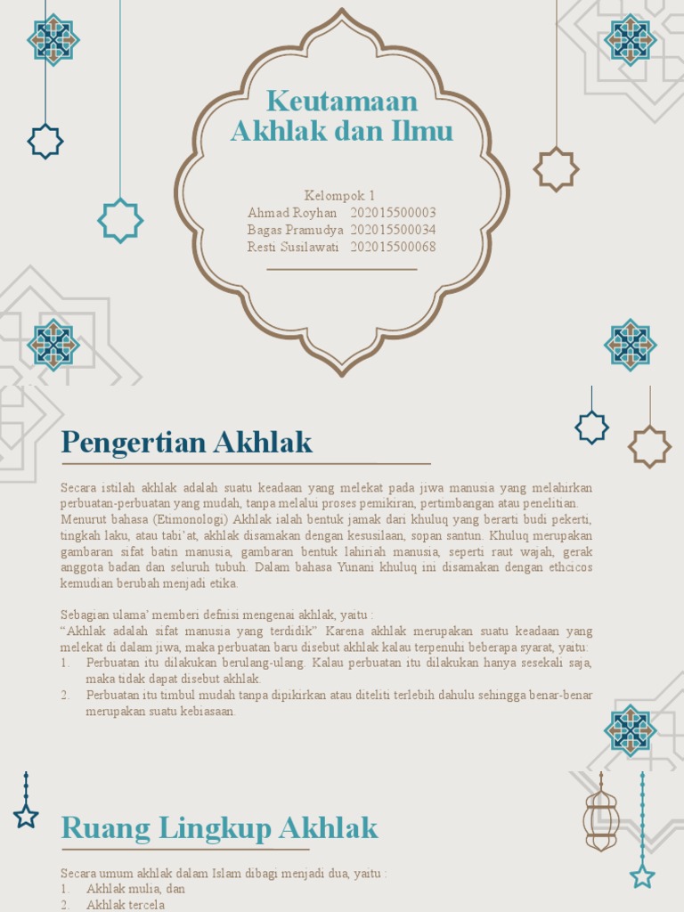 Kelompok 1 (Keutamaan Akhlah & Ilmu) | PDF | Agama & Spiritualitas