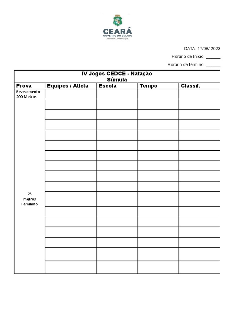 Sumula Revezamento | PDF