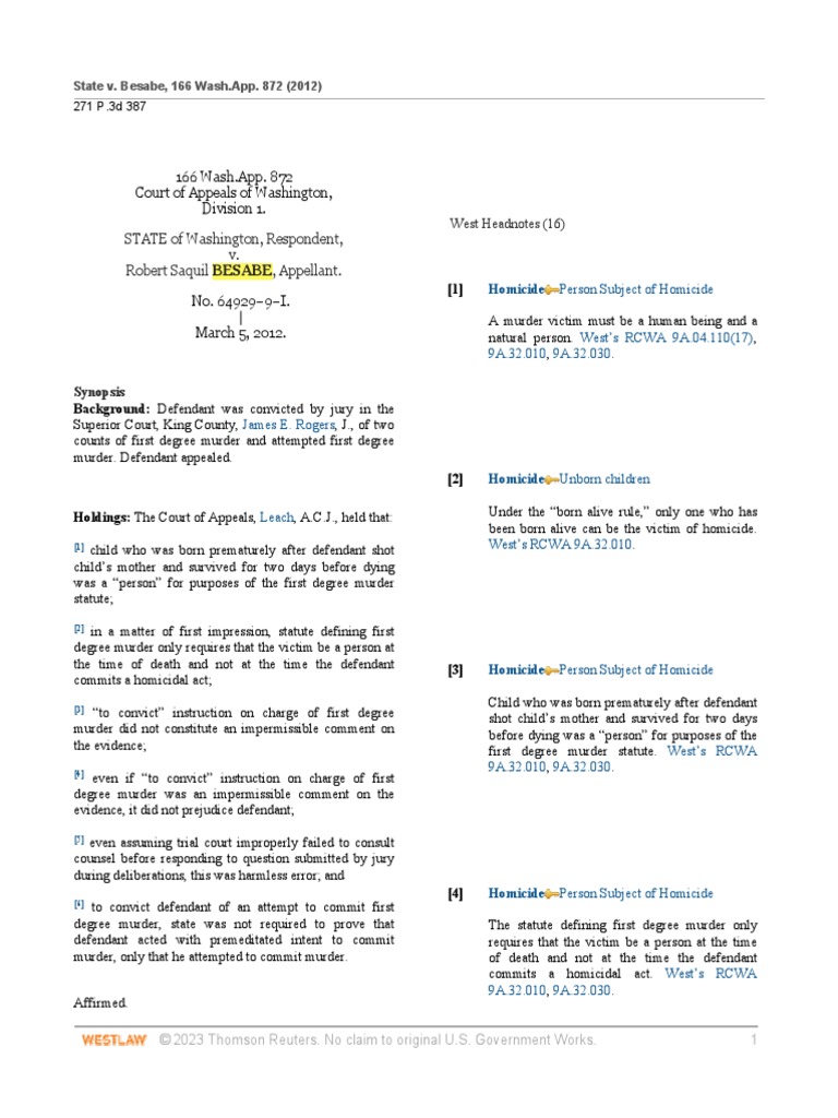 State V Besabe Court Opinion | PDF | Social Science | Law