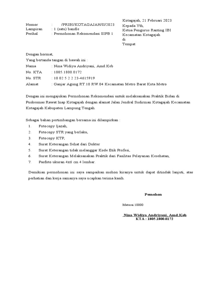 Permohonan Anggota Ke Ranting | PDF