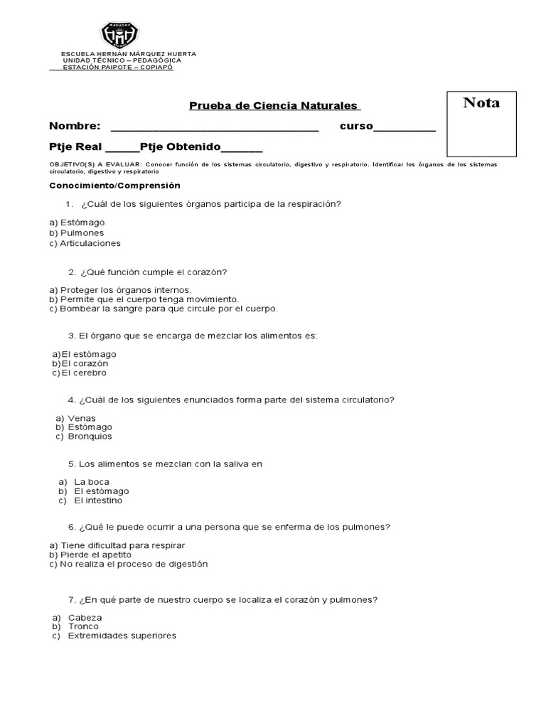 Prueba Sist. Resp, Cir, Dig 2023 | PDF Prueba Sist. Resp, Cir, Dig 2023 | PDF