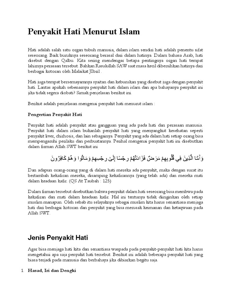 Penyakit Hati Menurut Islam1 | PDF