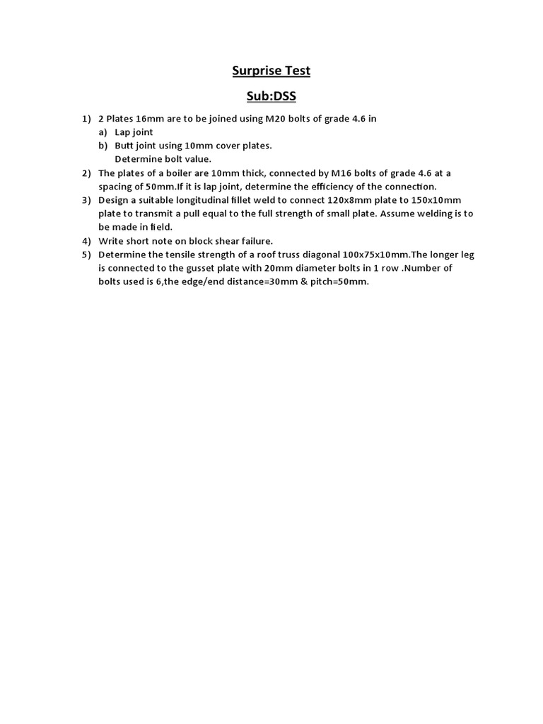 Surprise Test Sub:DSS | PDF