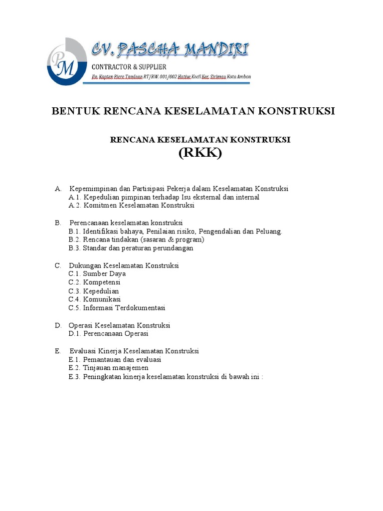 Rencana Keselamatan Konstruksi | PDF