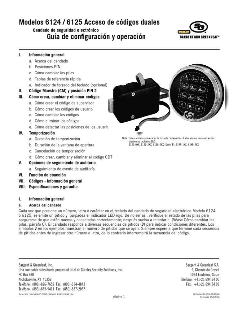 6124 - 6125 Cerradura Sargent-Greenleaf | PDF