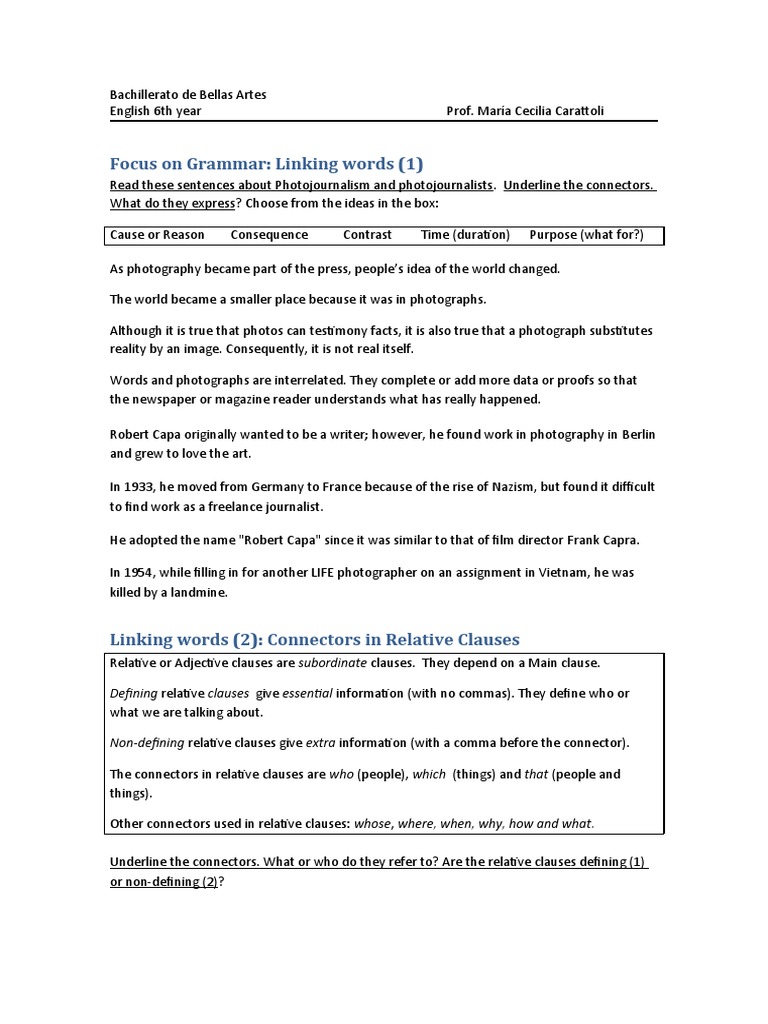 Connectors and Relative Clauses | PDF