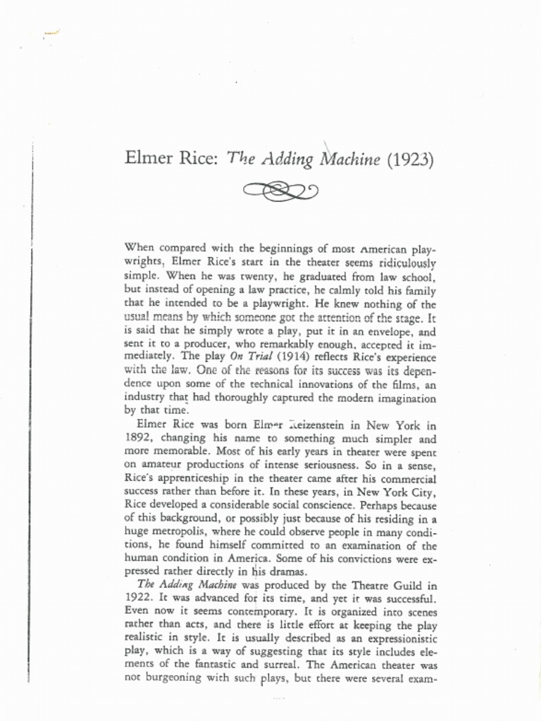 Play. The Adding Machine | PDF