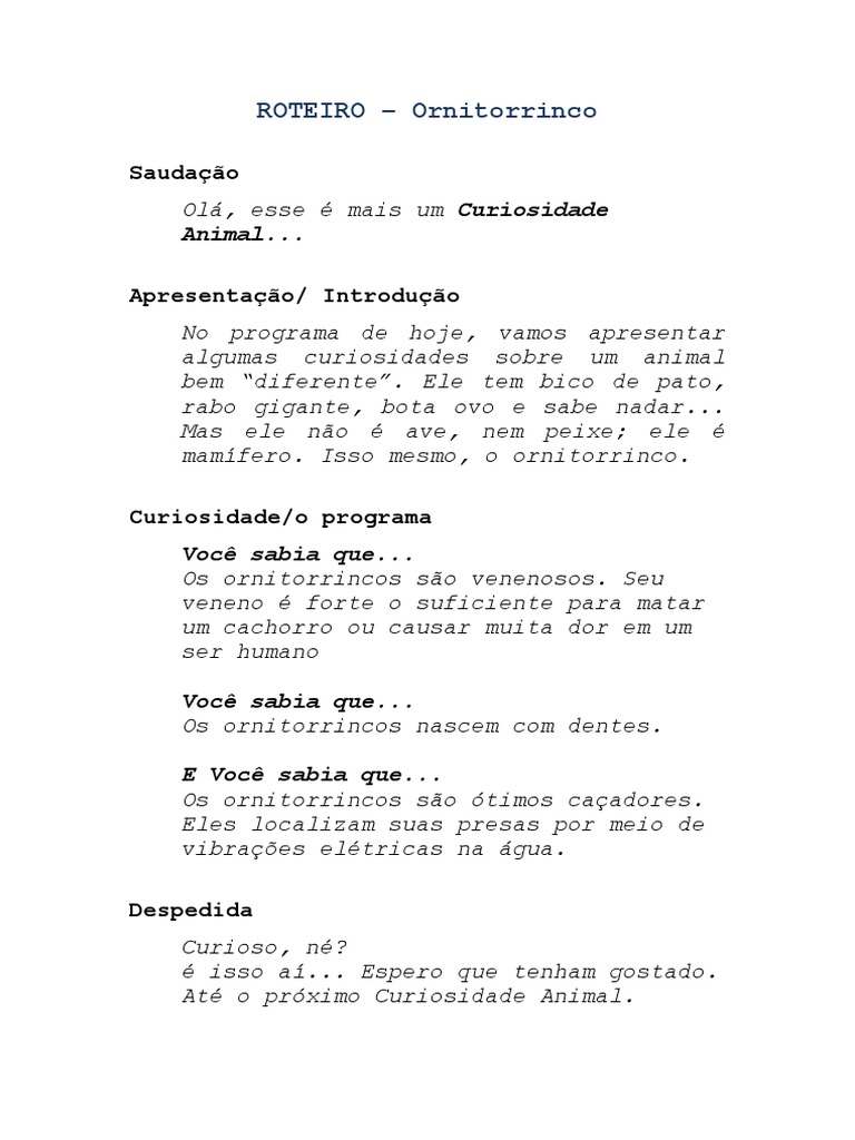 Exemplo de Roteiro - Podcast | PDF