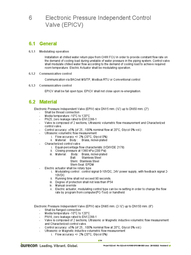 PICV Spesifikasi | PDF | Valve | Flow Measurement