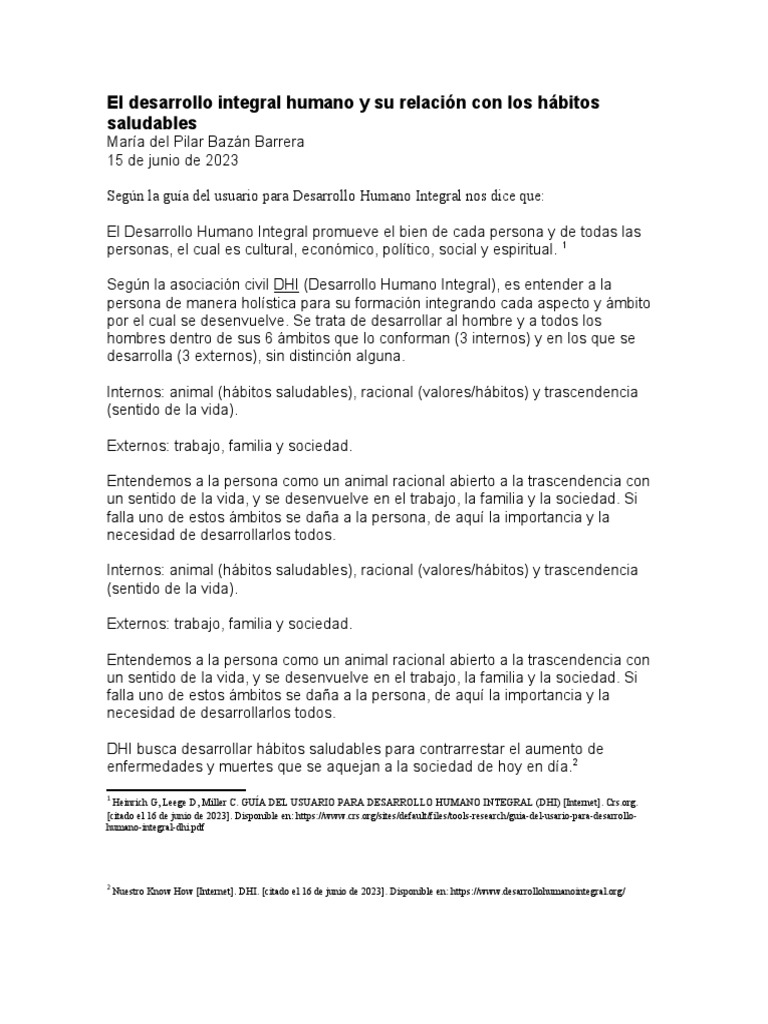 Hábitos Saludables y Desarrollo Integral | PDF | Crecimiento personal y ...
