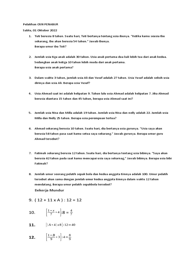 Pelatihan OSN PENABUR | PDF