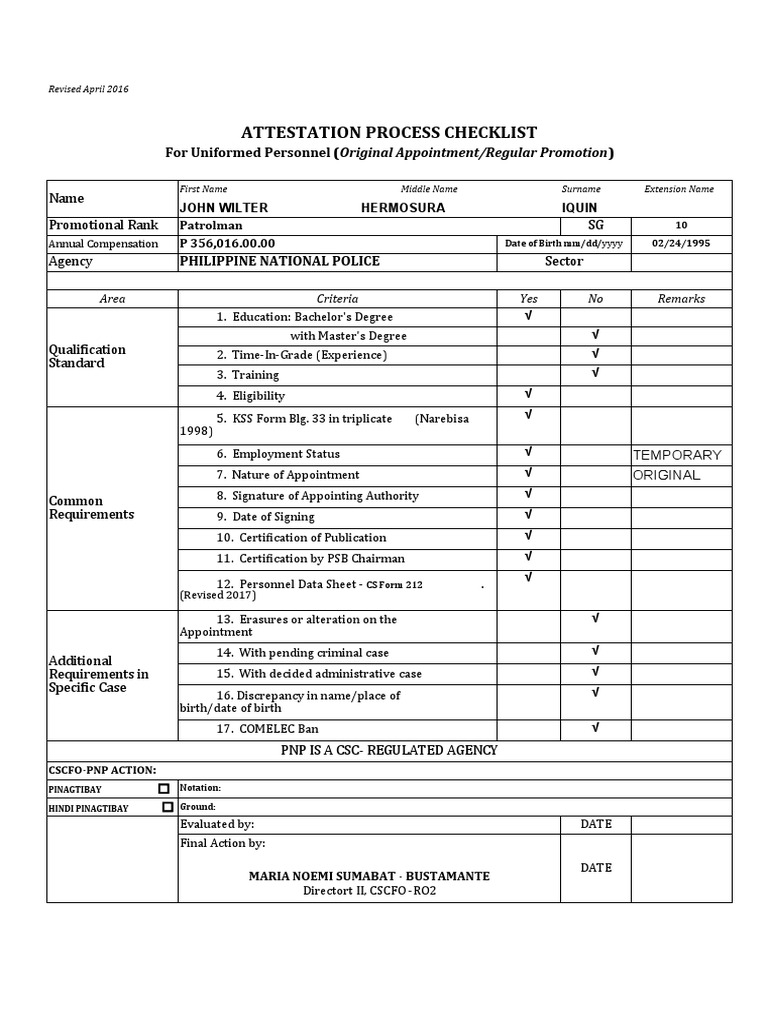 New Attestation Process Checklist CSC | PDF | Government